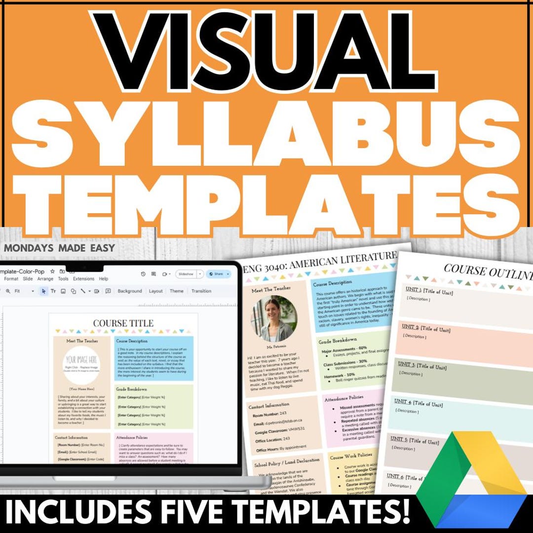 Visual Syllabus Template - Editable Syllabus for Middle School and High ...
