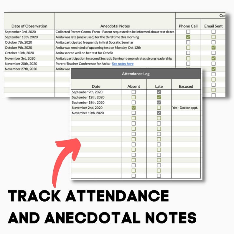 Student Data Tracking Sheets - Anecdotal Observation Record for Google ...
