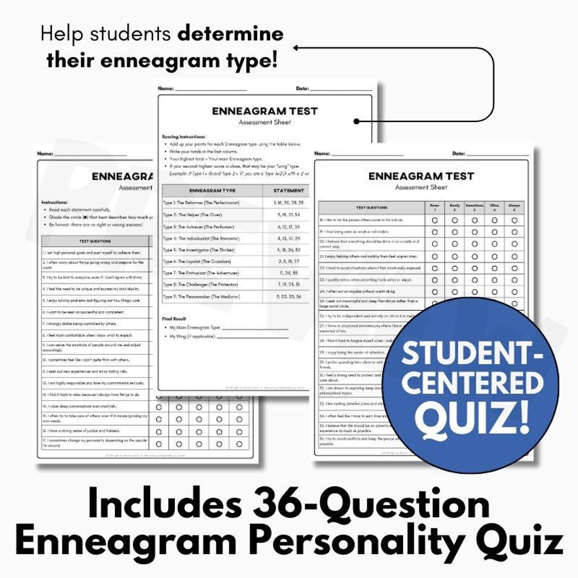Enneagram Personality Test – End of the Year Activity – SEL for Older ...