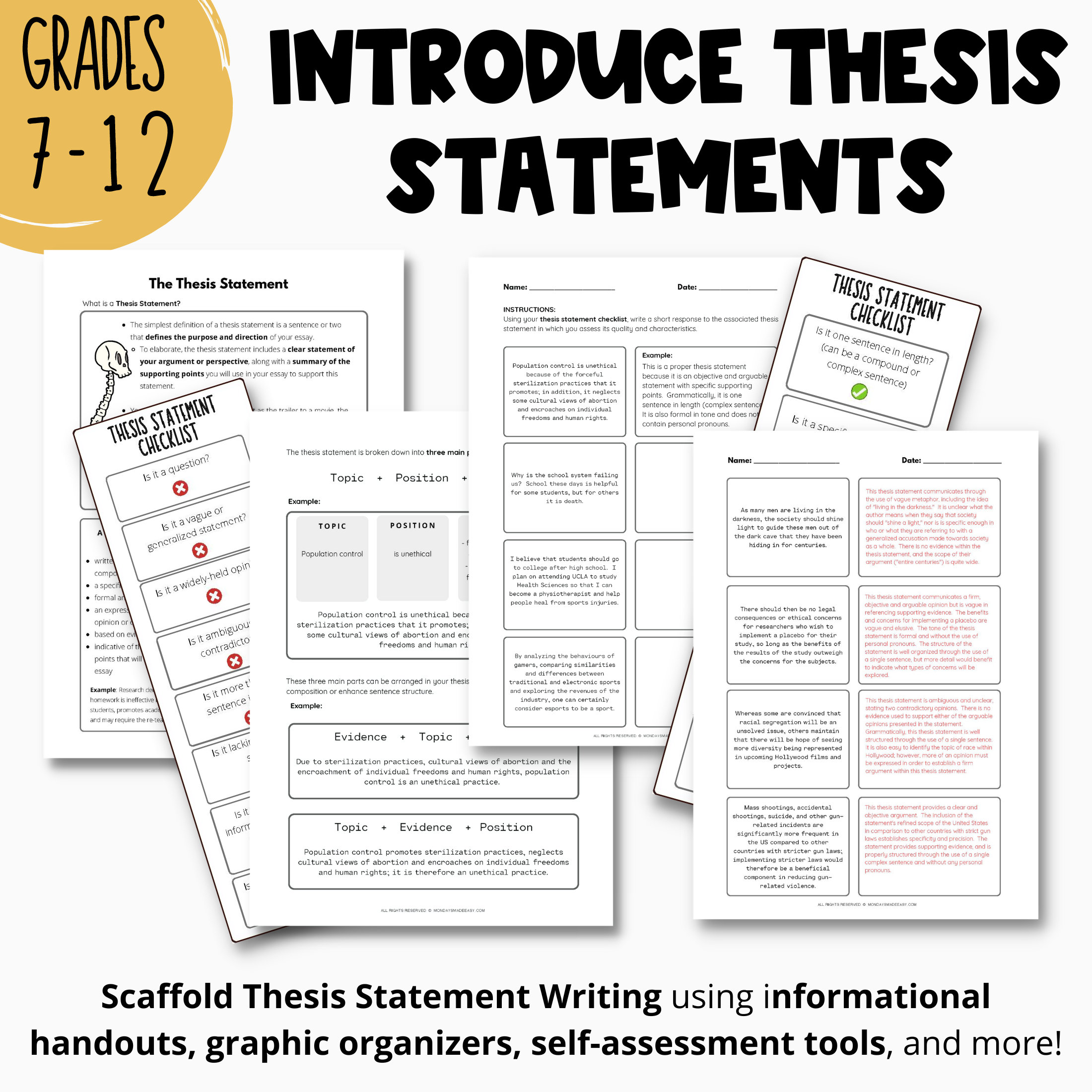 Thesis Statement Lesson Plan - Thesis Statement Templates and Examples ...