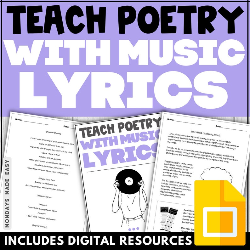Teaching Poetry Analysis Through Song Lyrics - Introduction to Poetry ...