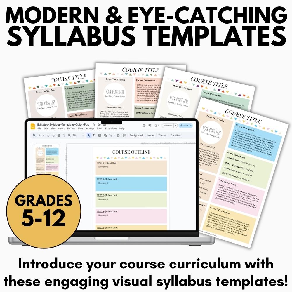 Visual Syllabus Template - Editable Syllabus for Middle School and High ...