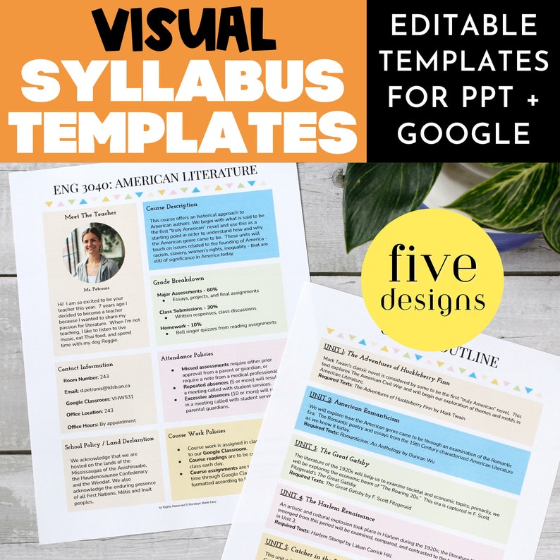 Visual Syllabus Template - 5 Editable Syllabus Templates - Retro Visual ...