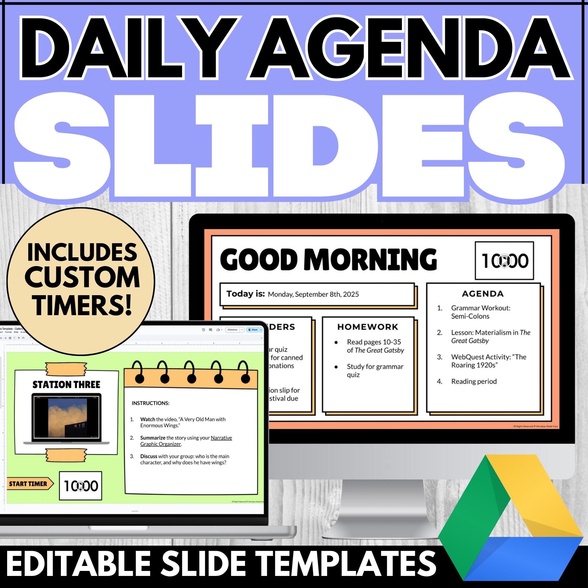 Daily Agenda Slides for Teachers – Editable Morning & Afternoon ...