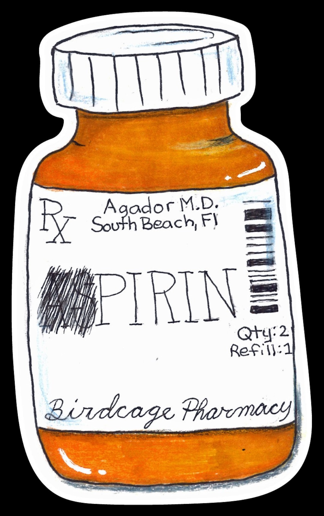 The Birdcage Pirin Tablets Bottle Sticker - Etsy