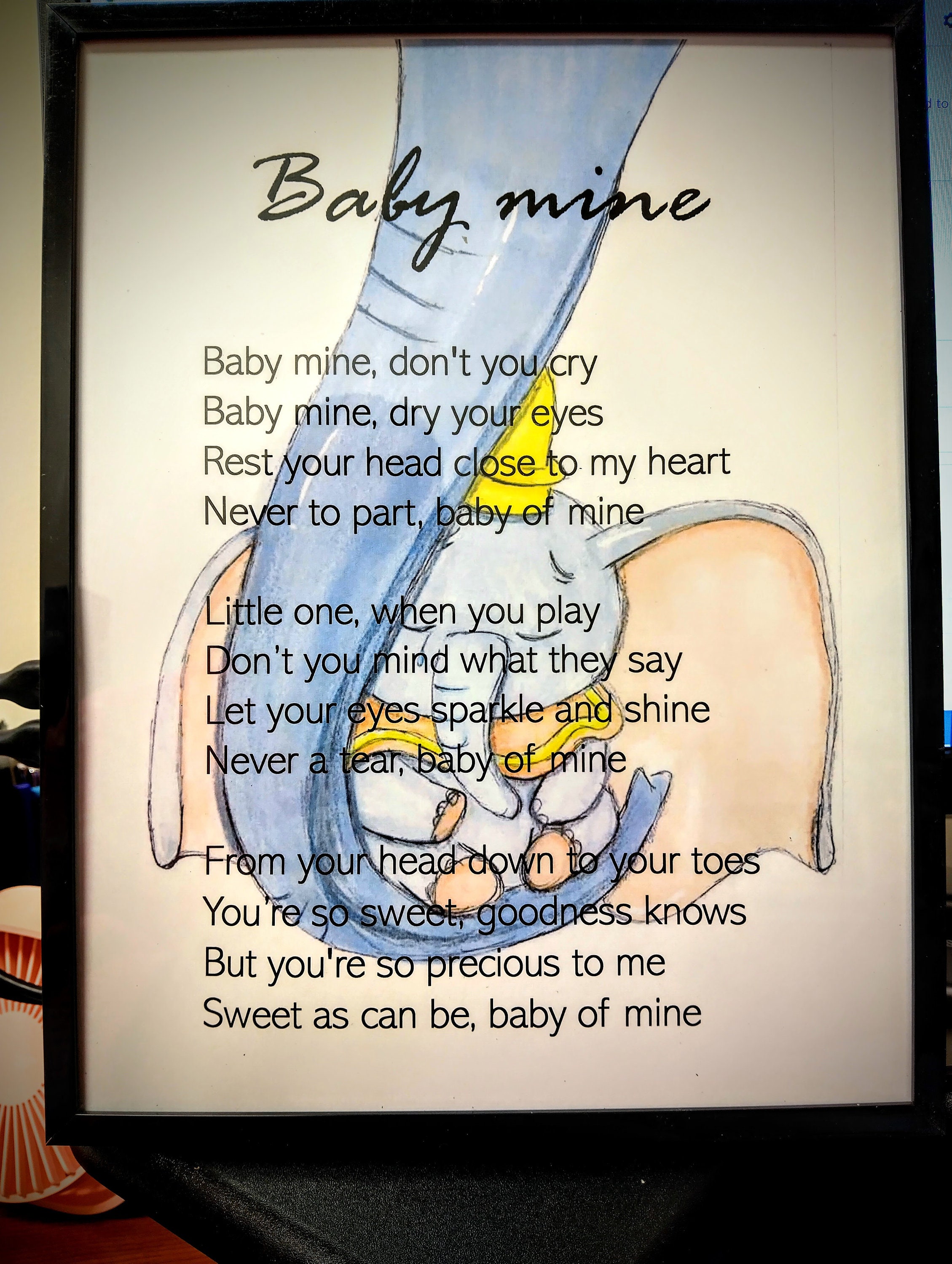 Baby Mine Drawing - Art Print - Dumbo - Mommy and Me Art - Etsy