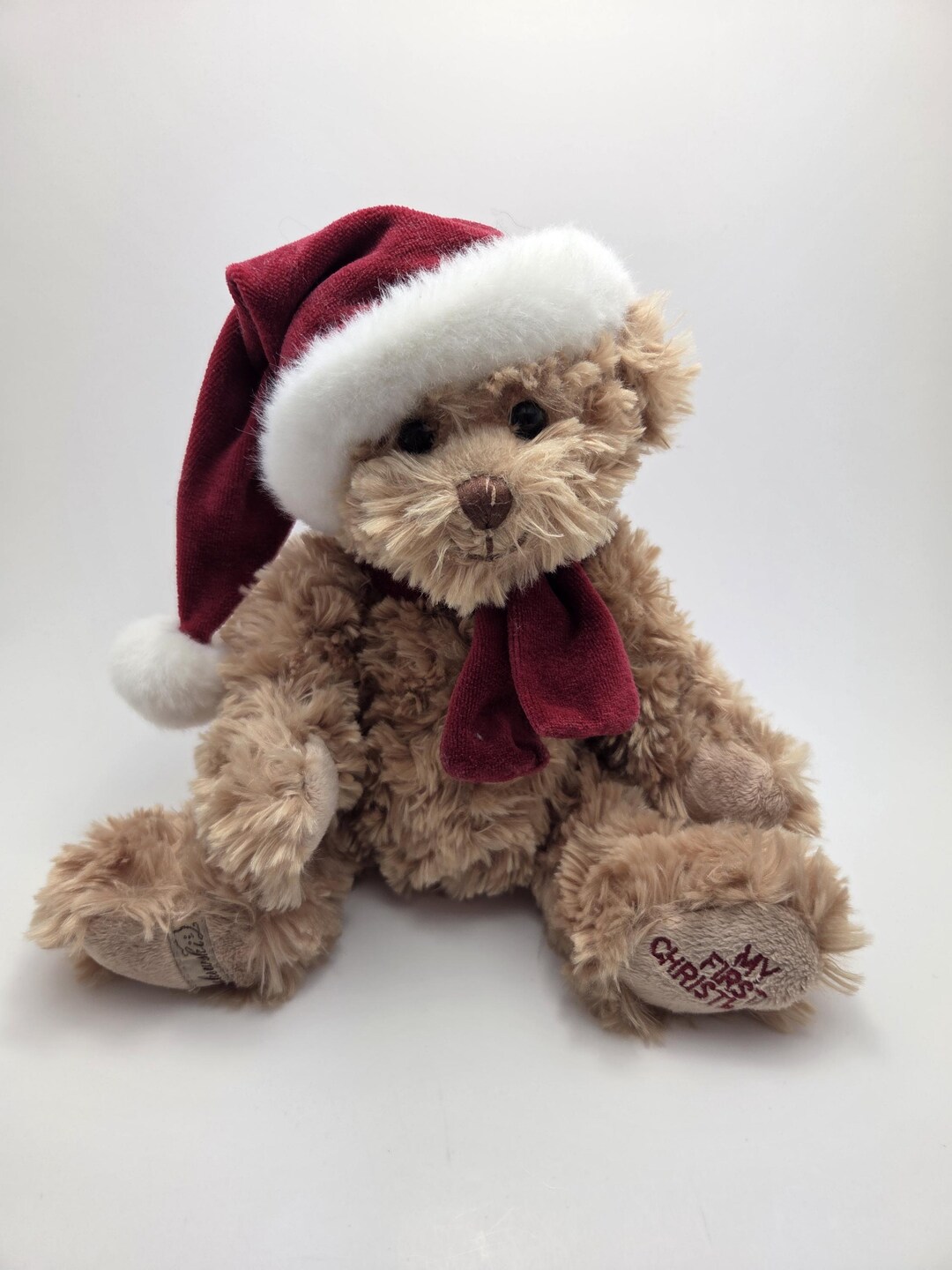 Bukowski My First Christmas Bear Plush With Santa Hat Rare (11 Inch) - Etsy