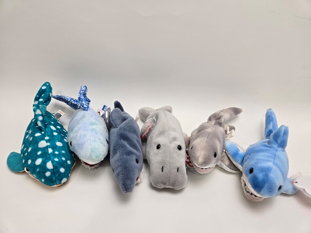 Ty Beanie Baby Shark Water Animal Beanie Babies (6 Inch) Vintage ...