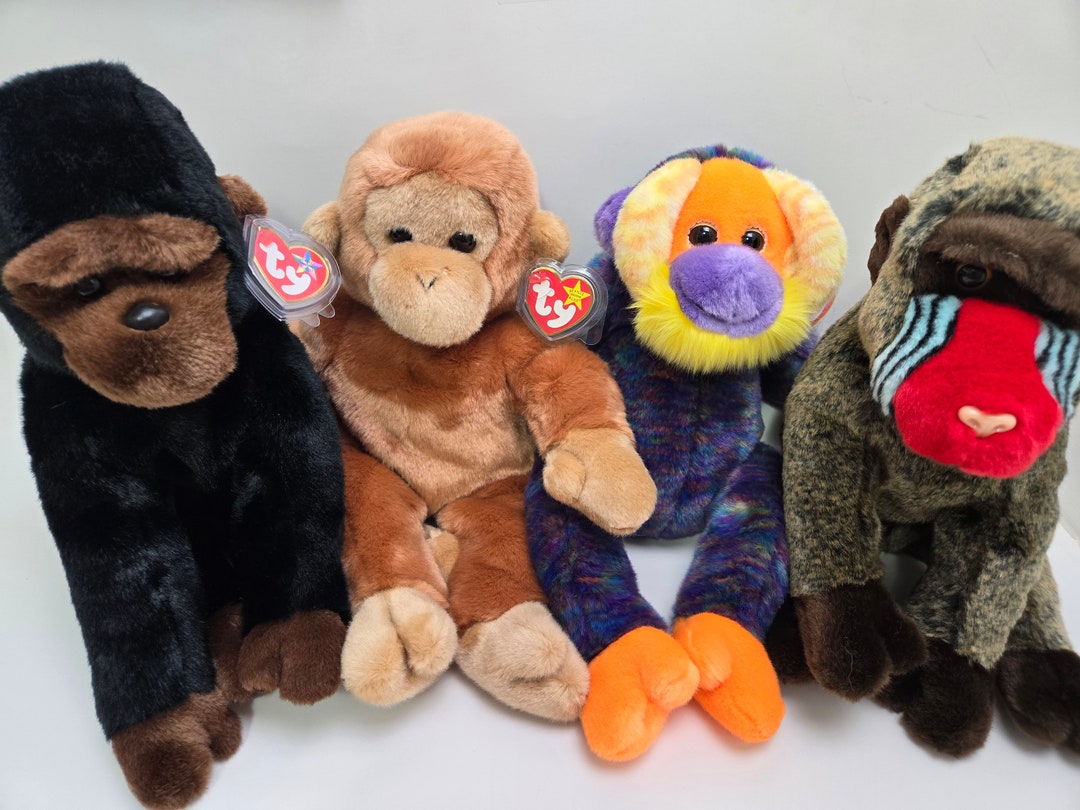 Ty Beanie Buddy Monkeys - Monkey Beanie Buddies (8 Inch) Vintage ...