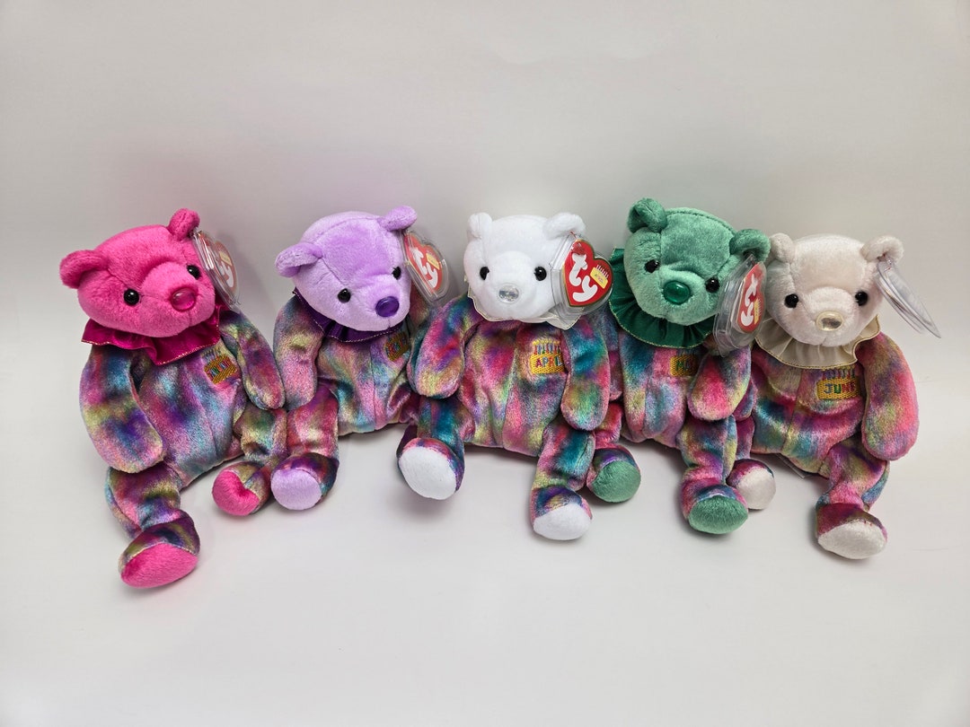 Ty Beanie Baby Happy Birthday Bears - Birthday Month Bear Beanie Babies ...