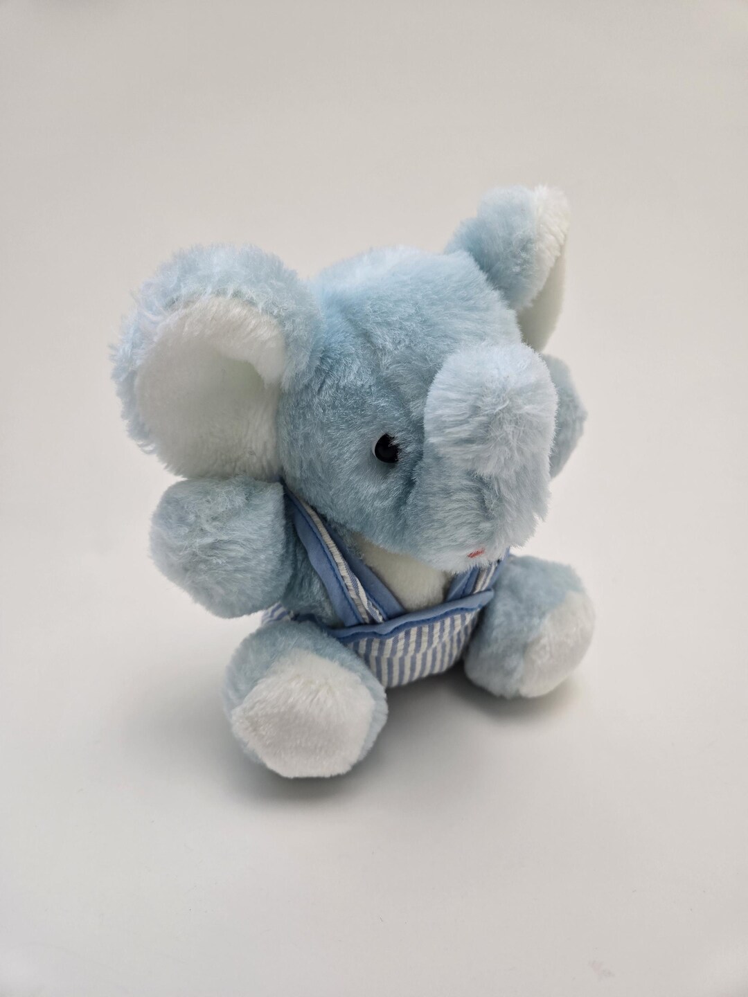 Creature Comforts Blue Vintage Elephant Wearing Blue Striped Overalls ...