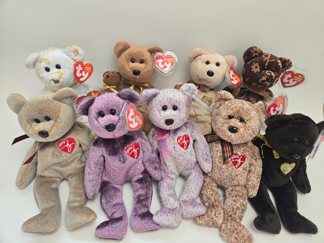 Ty Beanie Baby Signature Bears Full Set of 9 - Ty Beanie Babies (8 Inch) Vintage Beanies - Etsy