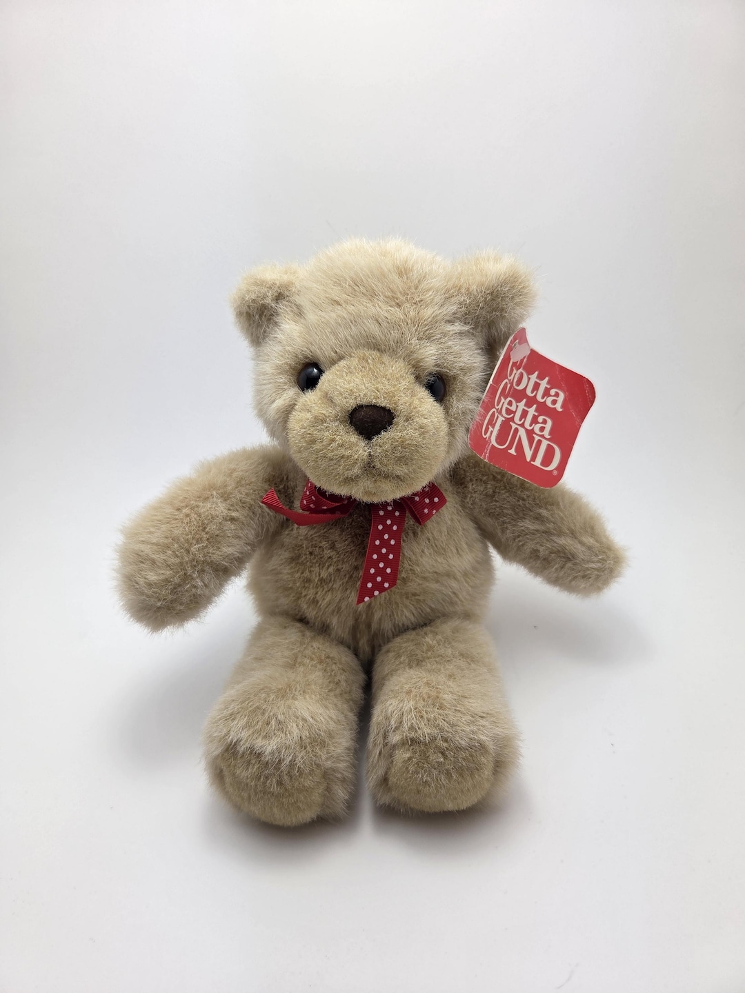 Gund "stuffie" the Tan Teddy Bear! Vintage Collectible Bear Plush Polka ...