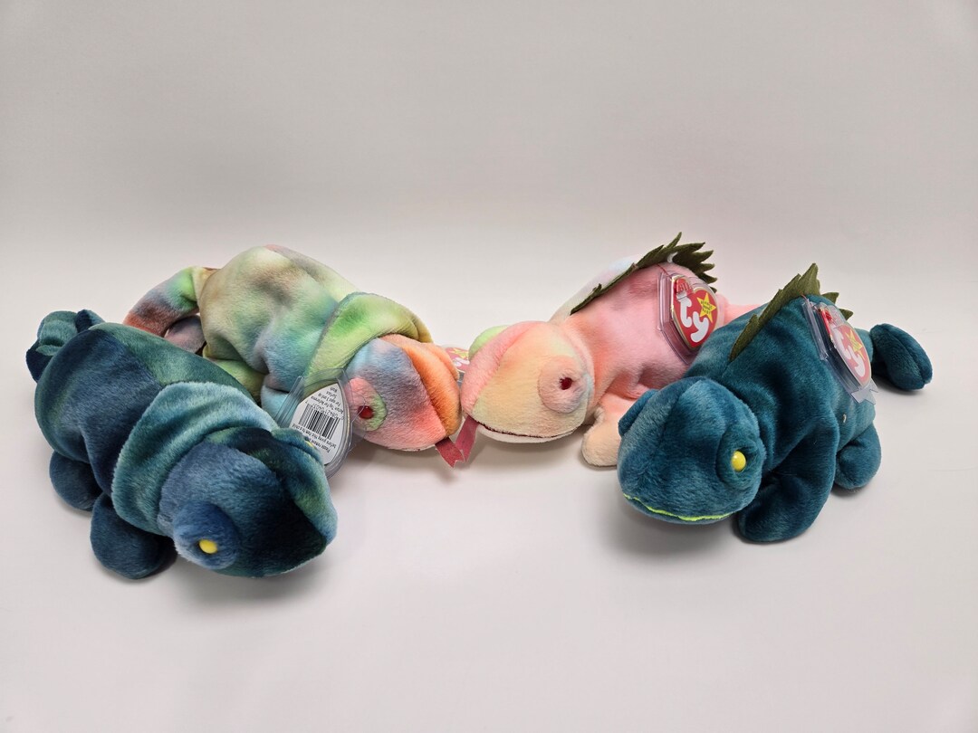 Ty Beanie Baby Iggy and Rainbow the Iguana and Chameleon Beanie Babies ...