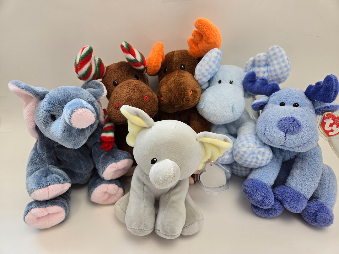 Ty Pluffies Moose & Elephants - Ty Beanie Babies Pluffies Collection (6 ...