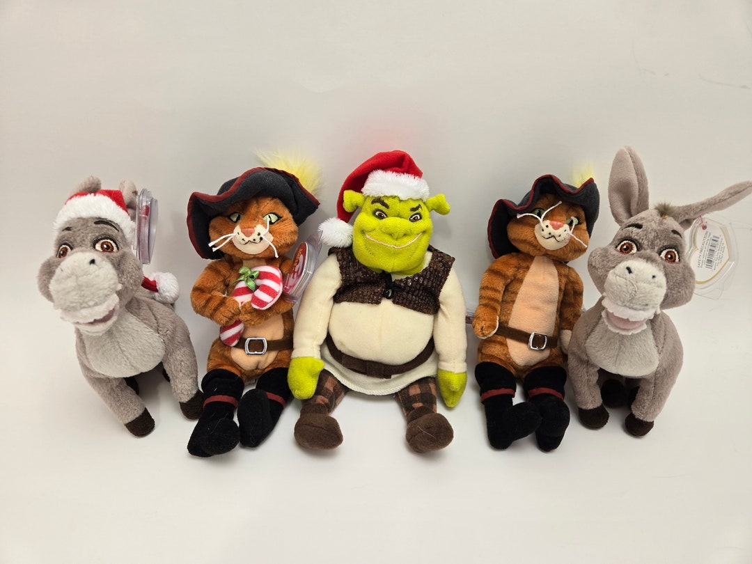 Ty Beanie Babies - Shrek, Donkey, Puss in Boots - Shrek Beanies! (6 ...