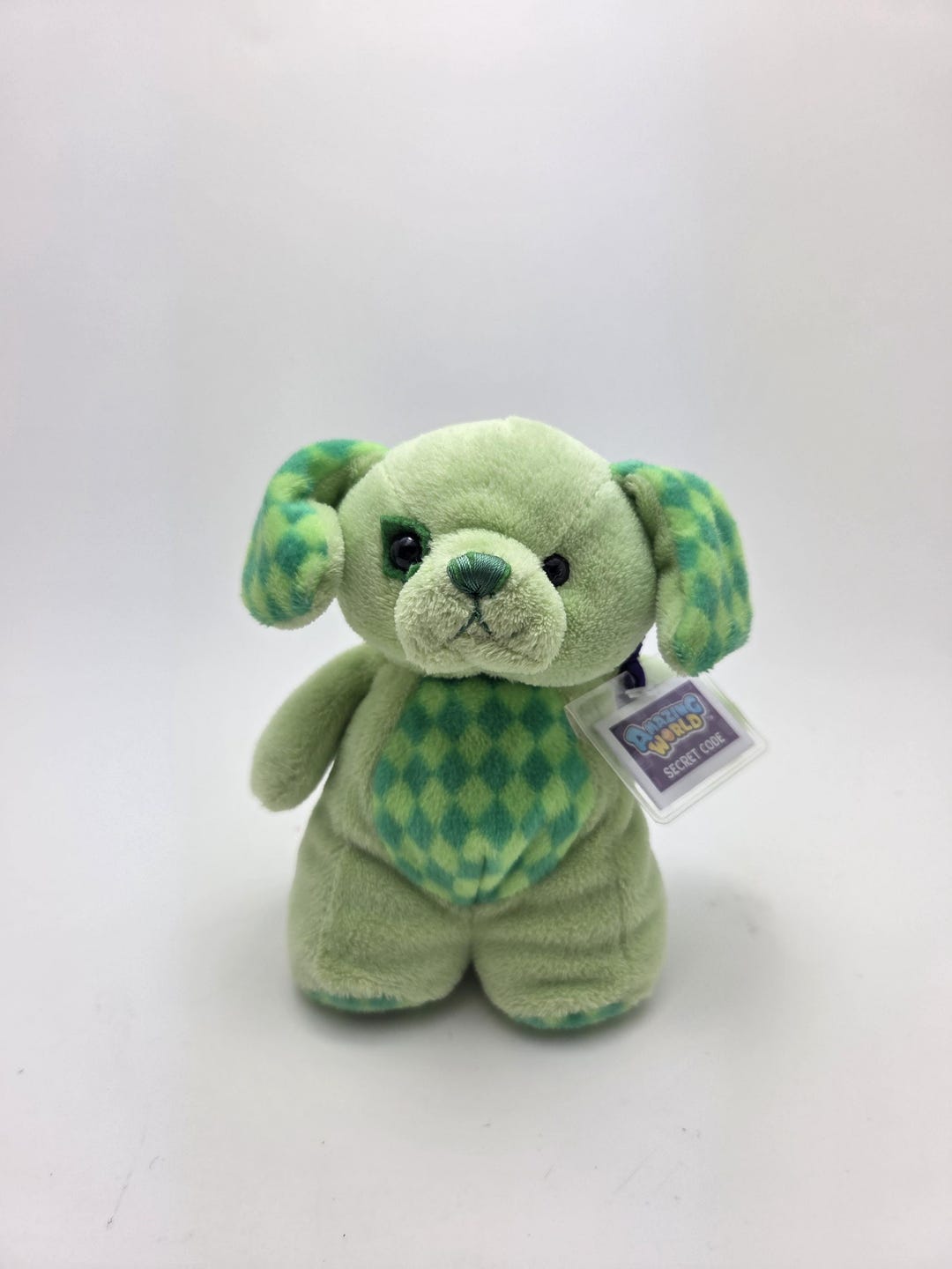 Vintage Ganz Amazing World Checkers the Green Dog Plush With Tag, Ganz ...