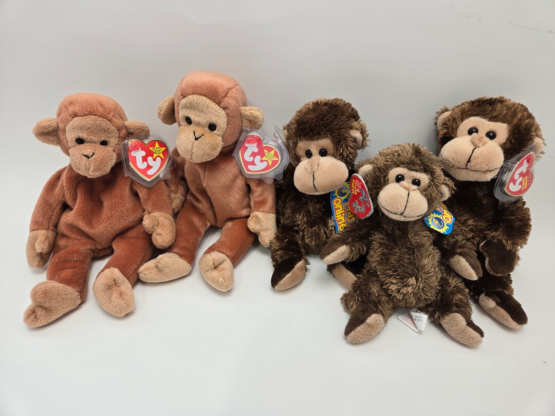 Ty Beanie Baby Vines and Bongo the Monkeys - Monkey Beanie Babies (8 ...