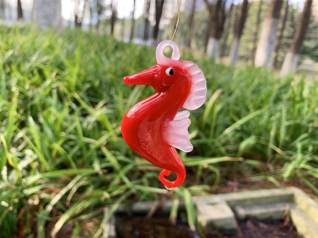 Small Seahorse, Red Seahorse Glass Crafts, Jellyfish Glass Jewelry, Sea ...