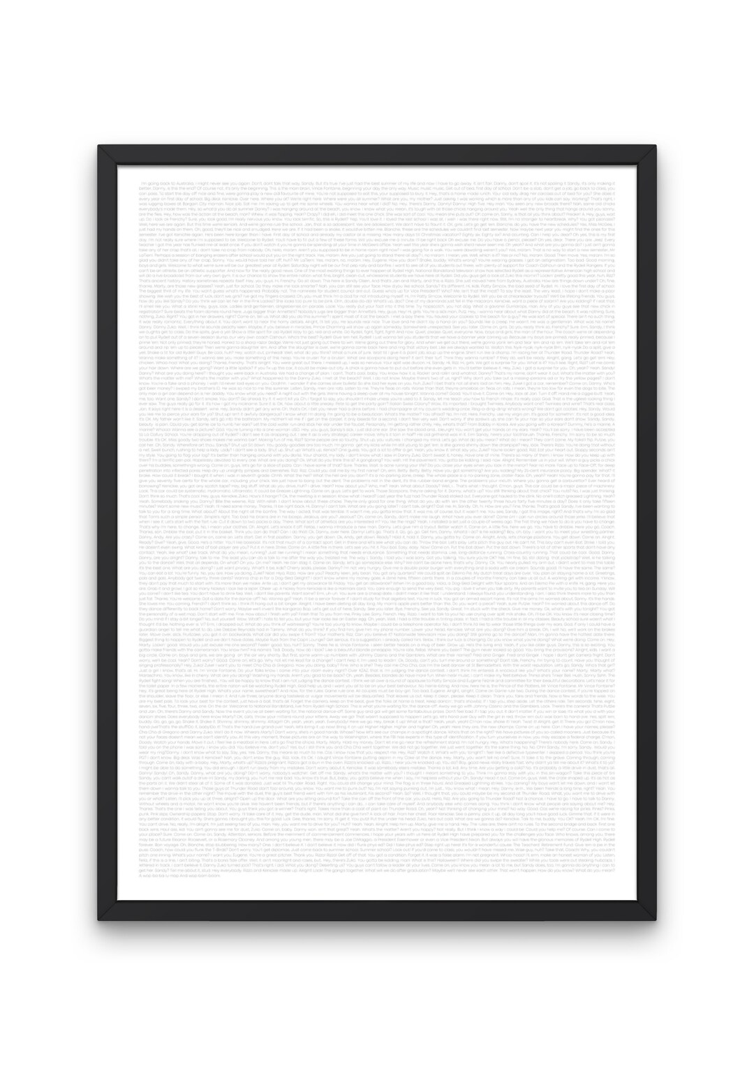 Grease the Movie Entire Script Digital Print - Etsy