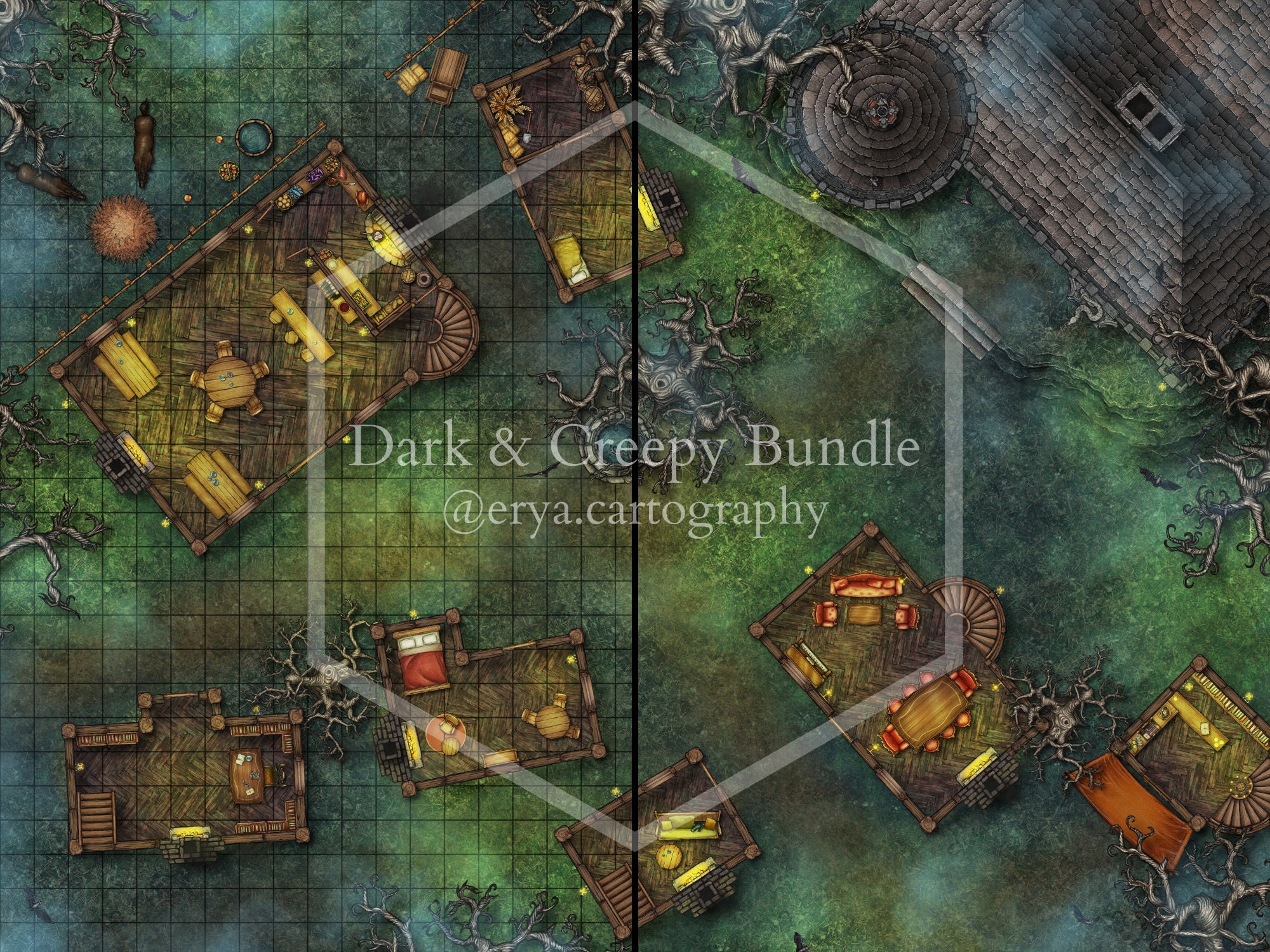 Dark & Creepy Bundle 4K, 7 Battle Maps, DnD Map, Donjons et Dragons ...