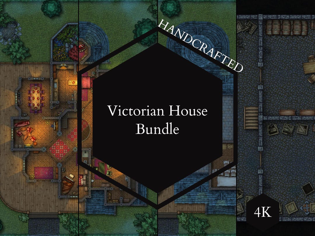 Victorian House Battle Map Bundle, 4 Battle Maps, Dnd, Dungeons and ...