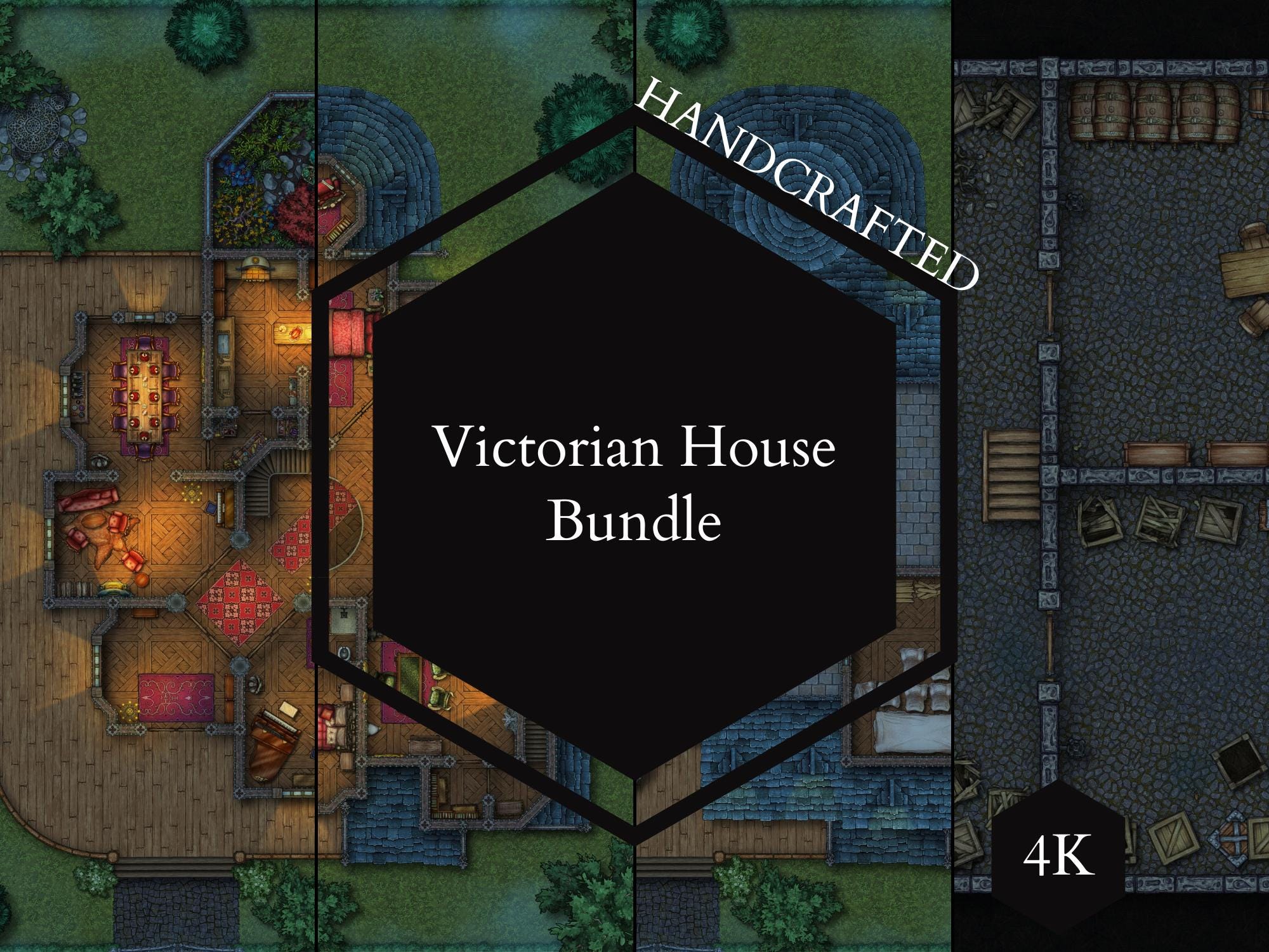 Victorian House Battle Map Bundle, 4 Battle Maps, Dnd, Dungeons and ...