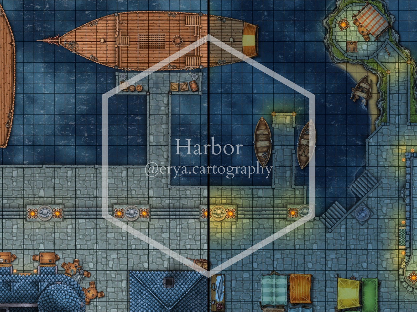 Harbor Battle Map 4K 2K, Dnd Map, Dungeons and Dragons, Roll20, Foundry ...