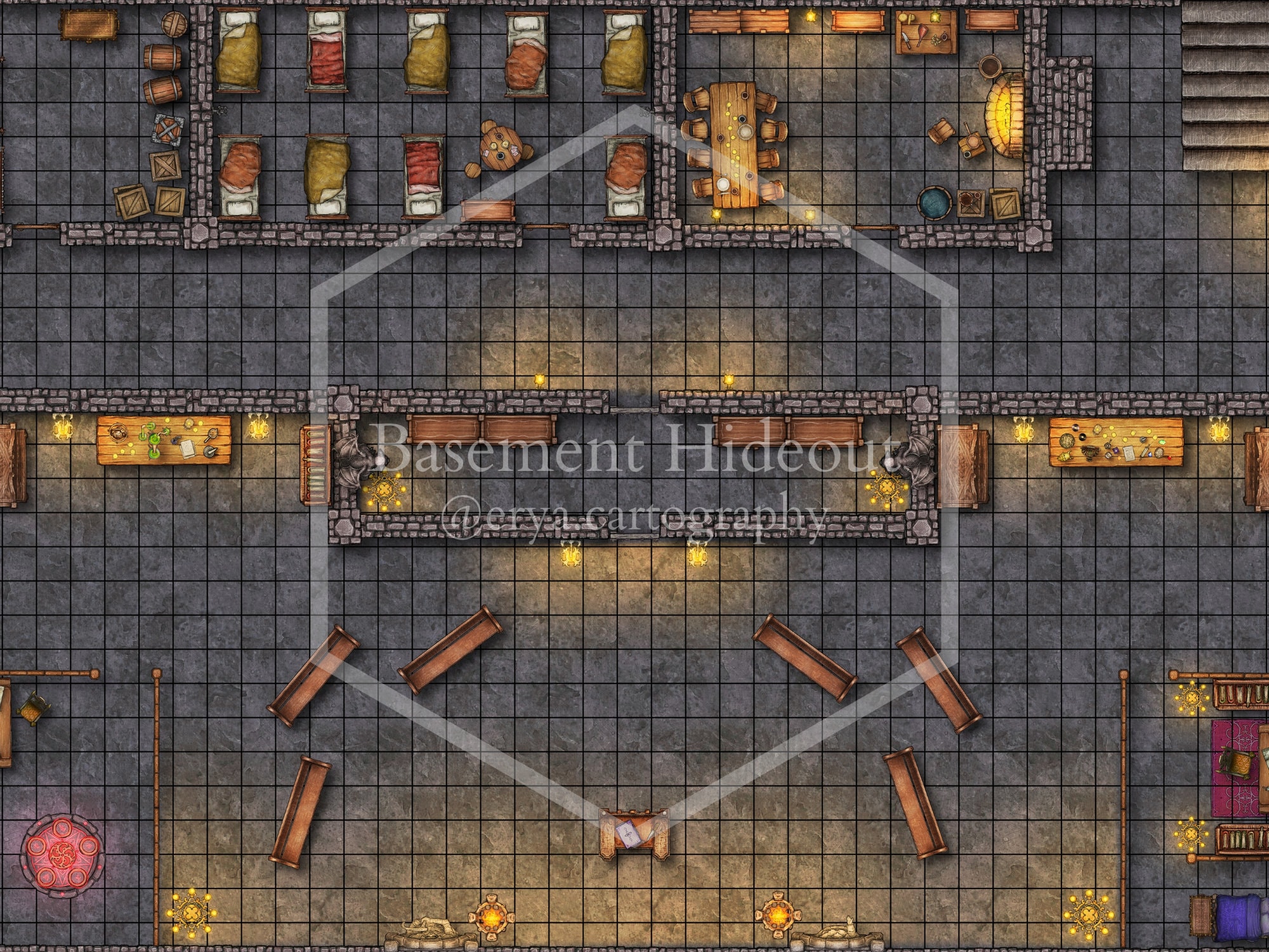 Basement Hideout Battle Map 4K 2K, Dnd Map, Dungeons and Dragons ...