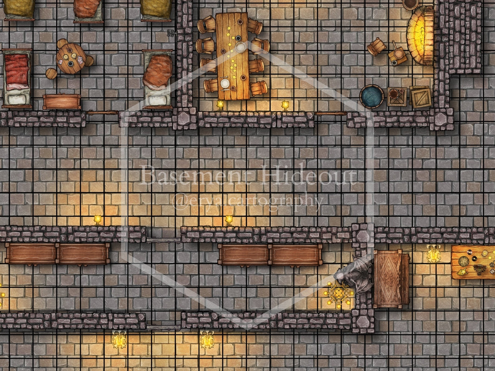 Basement Hideout Battle Map 4K 2K, Dnd Map, Dungeons and Dragons ...
