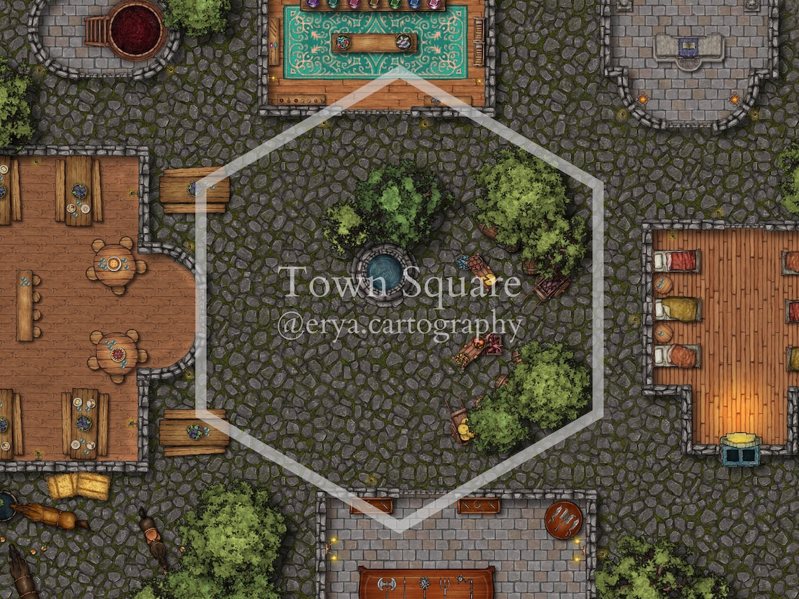 Town Square Battle Map 4K 2K, Dnd Map, Dungeons and Dragons, Roll20 ...