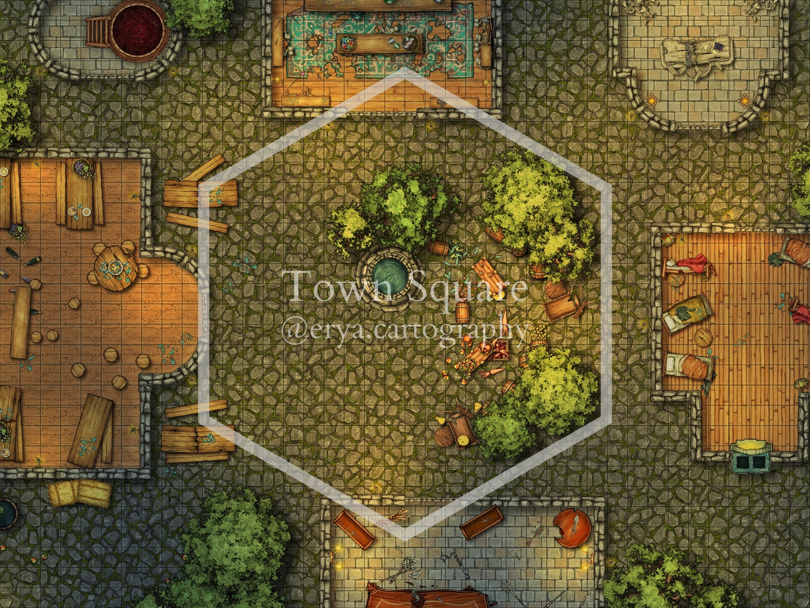 Town Square Battle Map 4K 2K, Dnd Map, Dungeons and Dragons, Roll20 ...