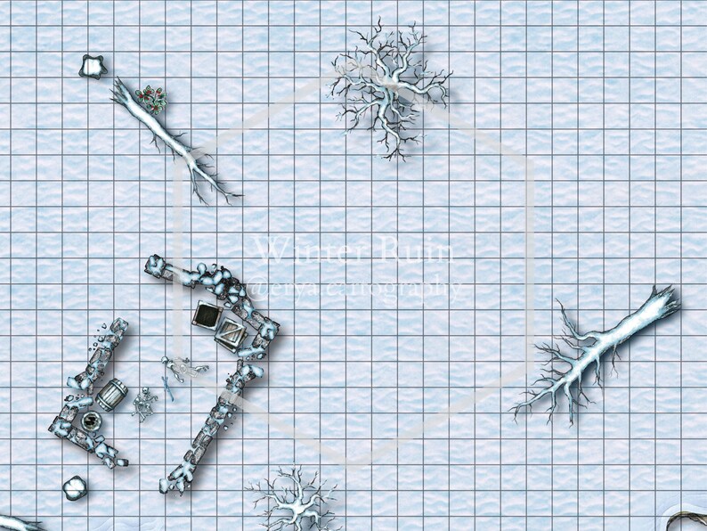 Winter Ruin Battle Map 4K 2K, Dnd Map, Dungeons and Dragons, Roll20 ...