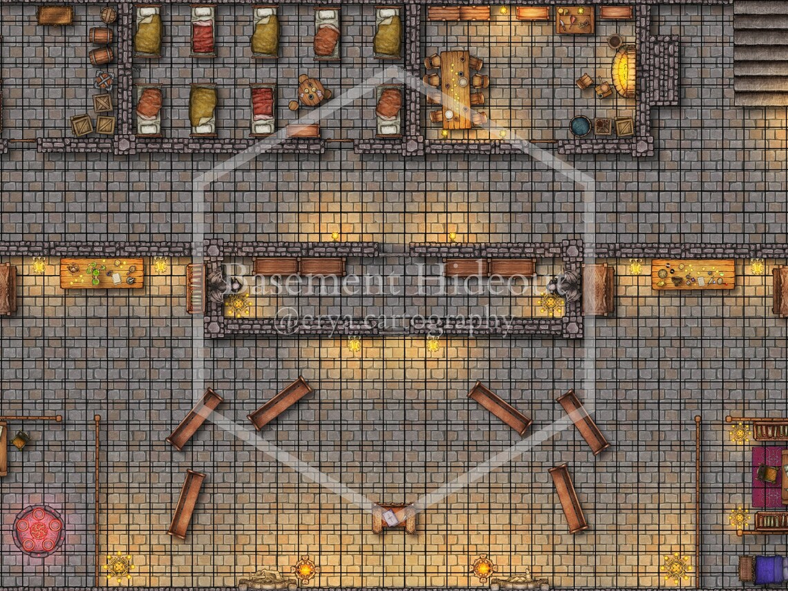 Basement Hideout Battle Map 4K 2K, Dnd Map, Dungeons and Dragons ...