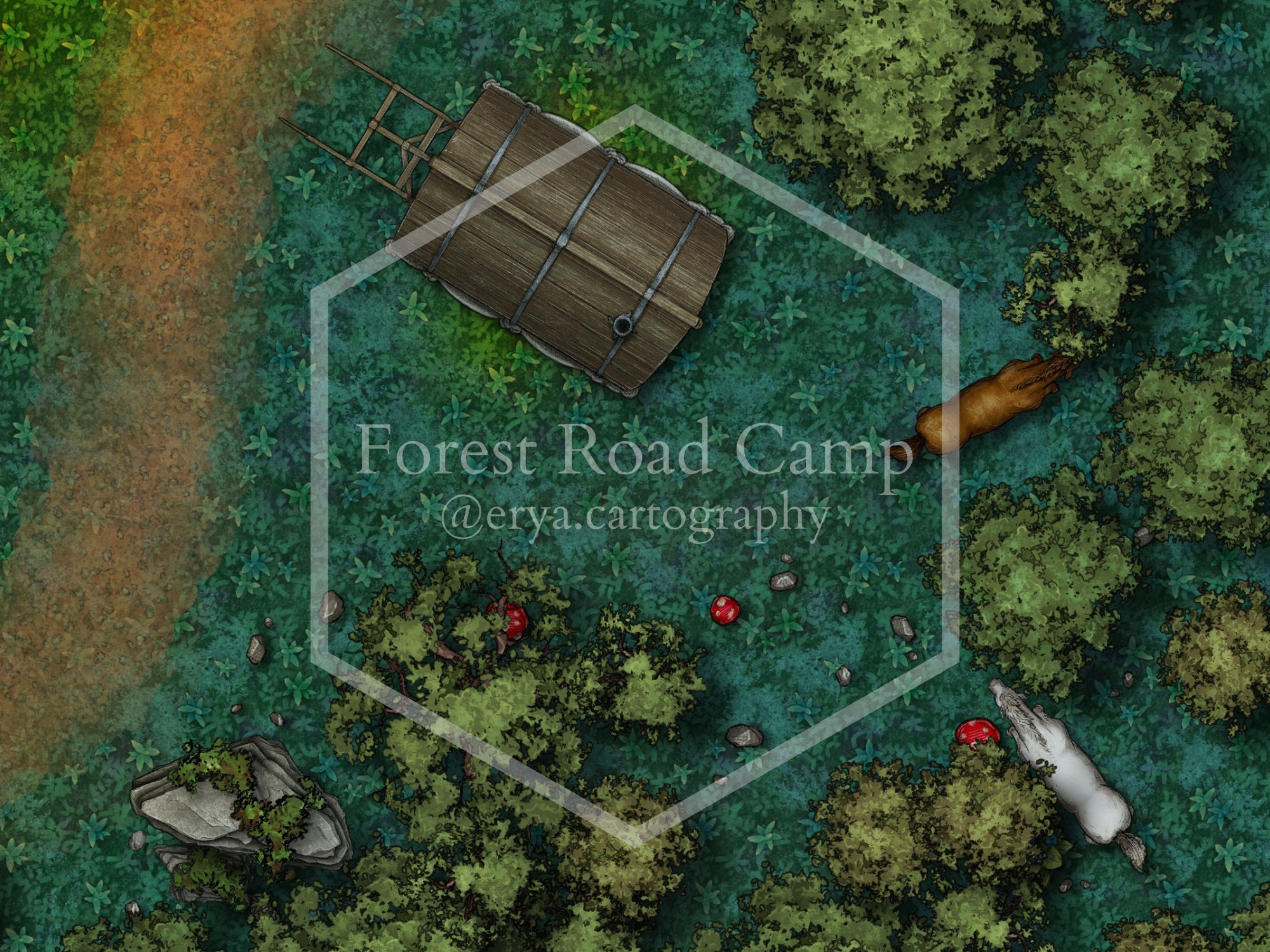Forest Road Camp Battle Map 4K 2K, Dnd Map, Dungeons and Dragons ...