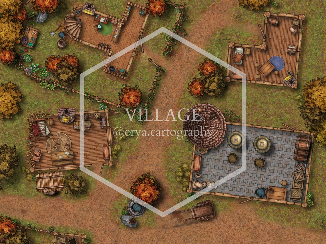 Village Battle Map 4K 2K Dnd Map Dungeons and Dragons - Etsy Canada