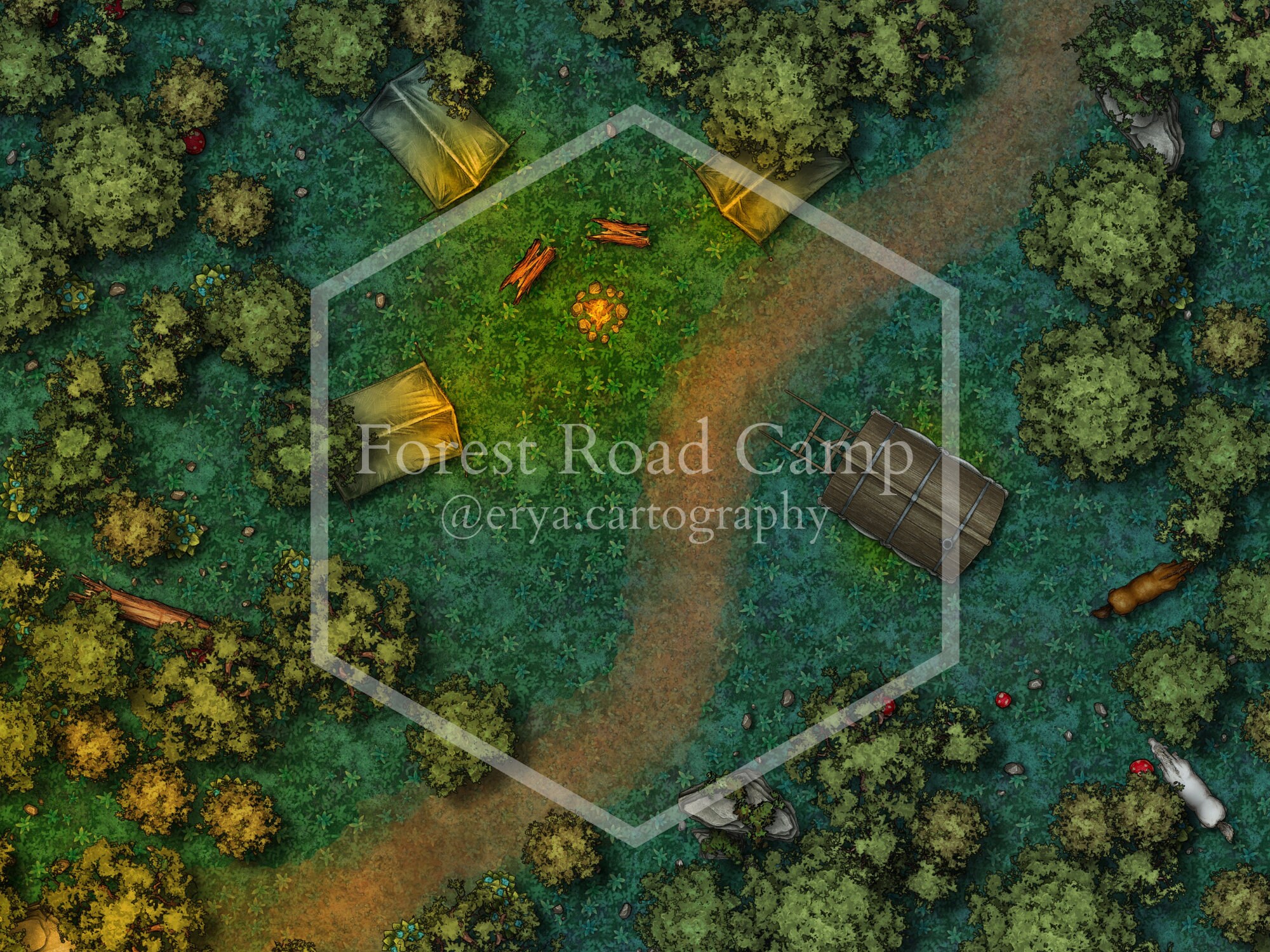 Forest Road Camp Battle Map 4K 2K, Dnd Map, Dungeons and Dragons ...
