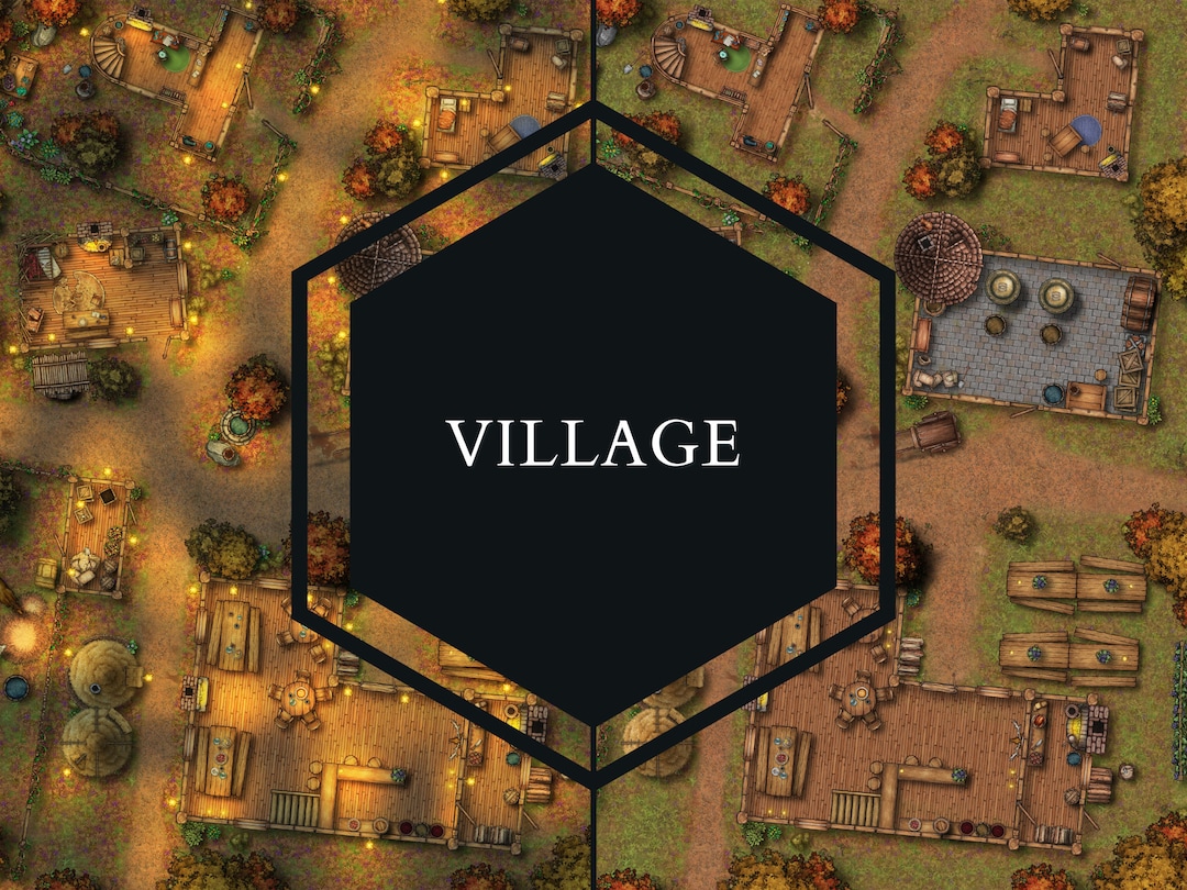Village Battle Map 4K 2K, Dnd Map, Dungeons and Dragons, Roll20 ...