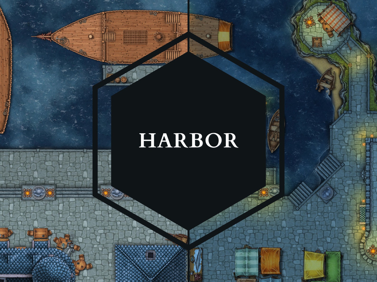Harbor Battle Map 4K 2K, Dnd Map, Dungeons and Dragons, Roll20, Foundry ...