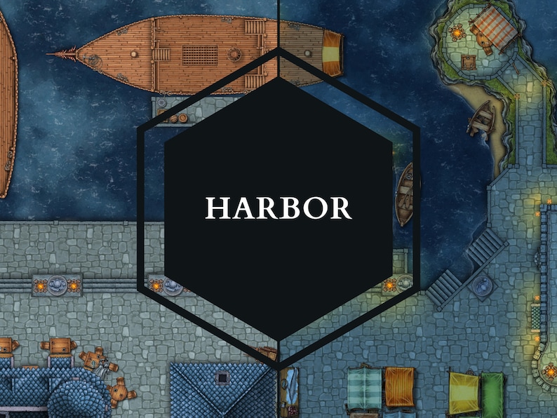 Harbor Battle Map 4K 2K, Dnd Map, Dungeons and Dragons, Roll20, Foundry ...