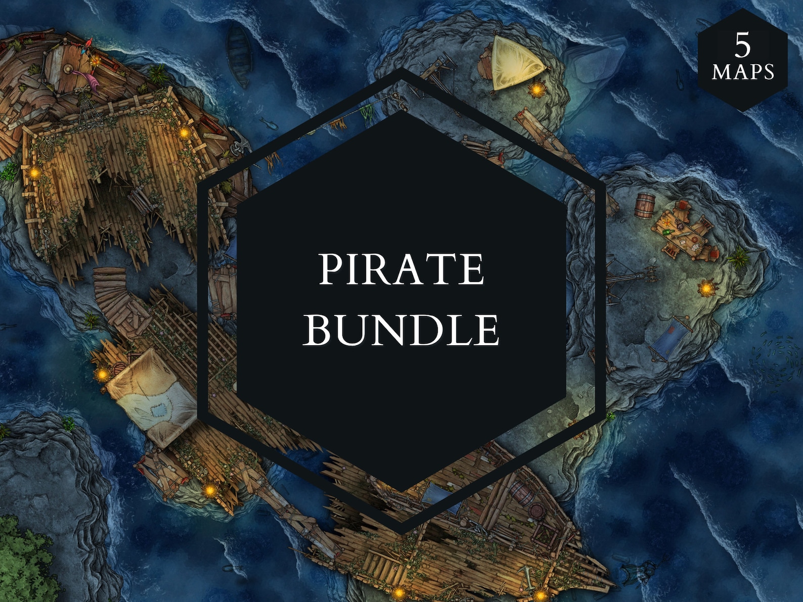 Pirate Map Bundle 4K, 5 Battle Maps, Dnd Map, Dungeons and Dragons ...