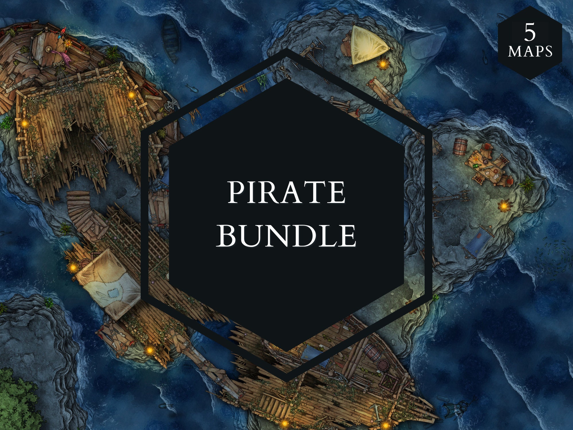 Pirate Map Bundle 4K, 5 Battle Maps, Dnd Map, Dungeons and Dragons ...