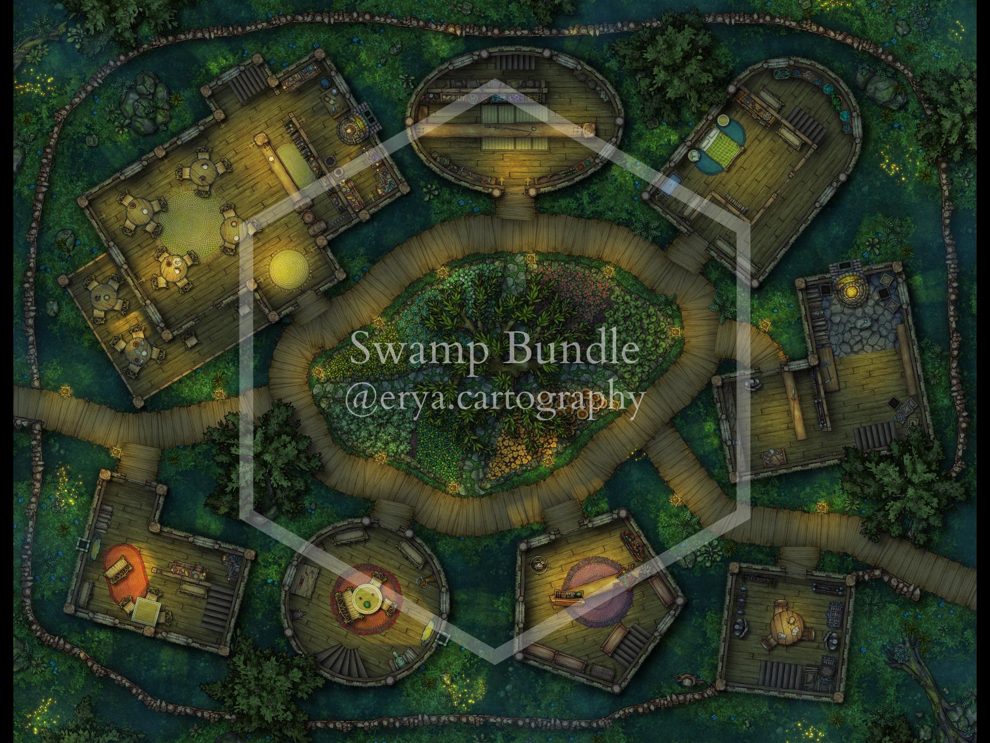 Swamp Adventure Bundle 4K, 5 Battle Maps, Day & Night, Dnd, Dungeons ...