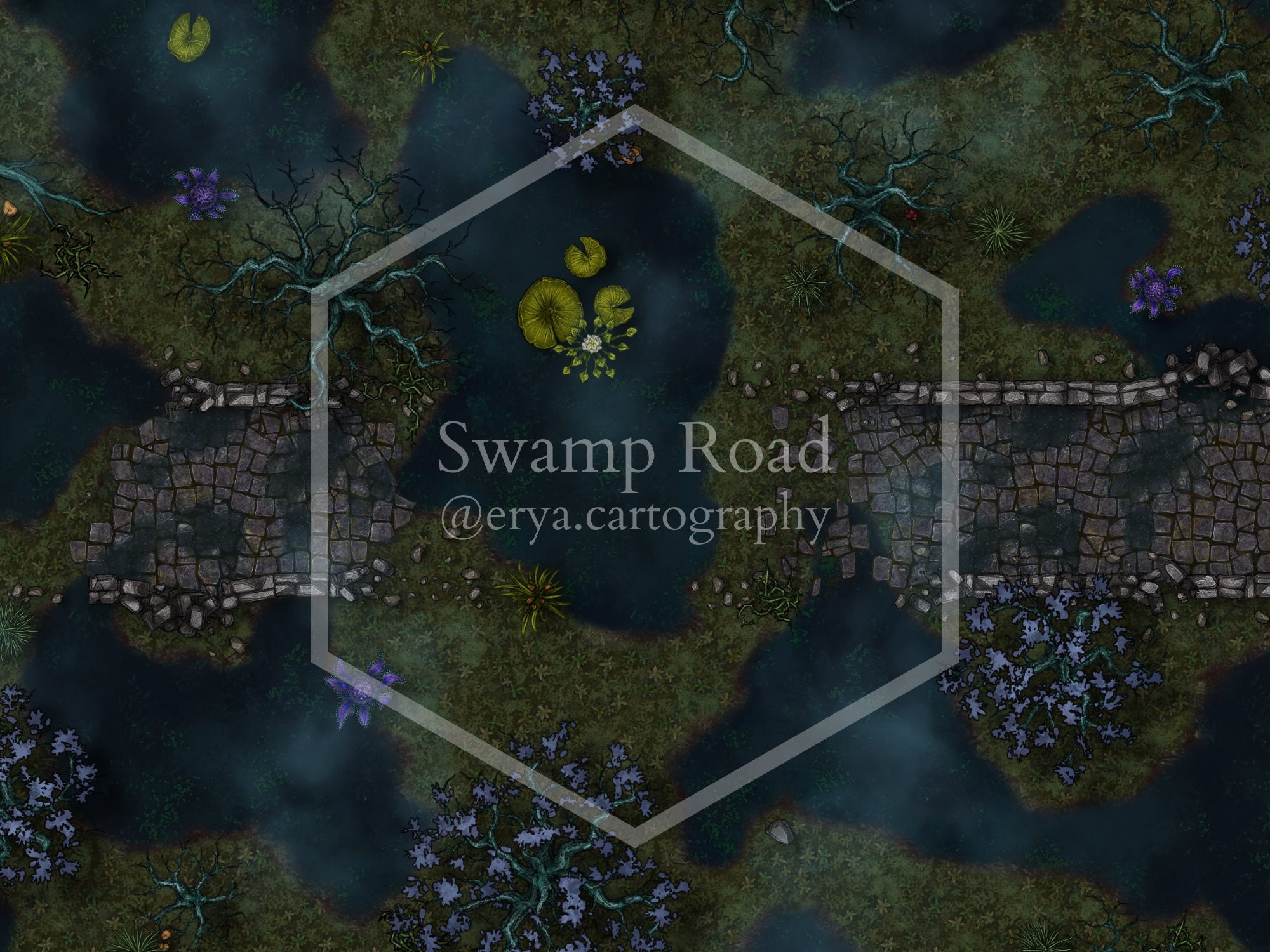Swamp Road Battle Map 4K 2K, Dnd Map, Dungeons and Dragons, Roll20 ...