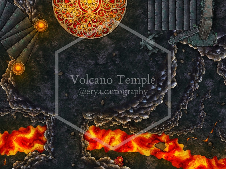Volcano Temple Battle Map 4K 2K Dnd Map Dungeons and - Etsy
