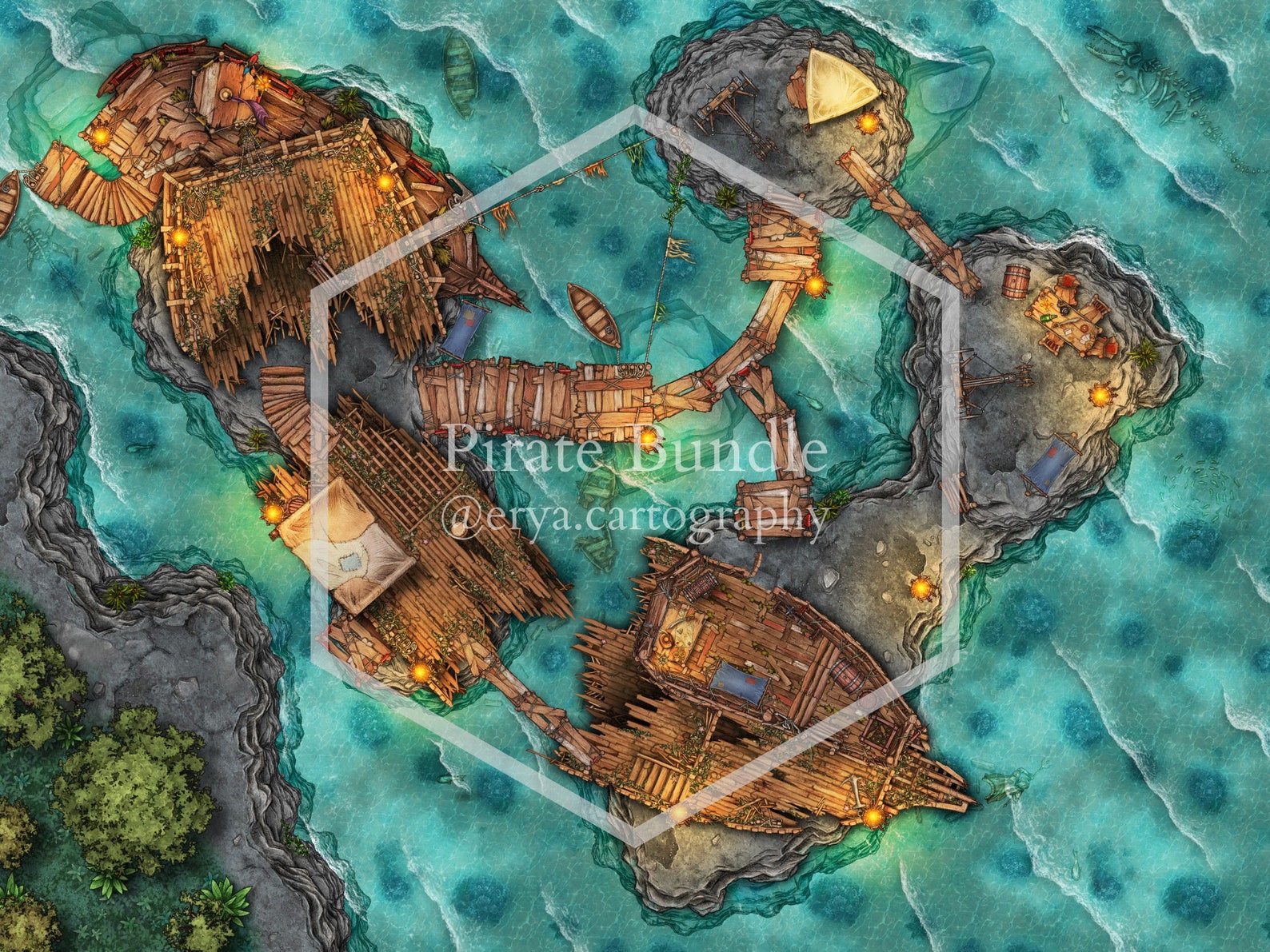 Pirate Map Bundle 4K, 5 Battle Maps, Dnd Map, Dungeons and Dragons ...