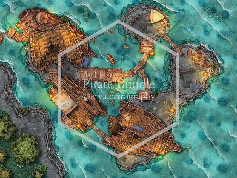 Pirate Map Bundle 4K 5 Battle Maps Dnd Map Dungeons and - Etsy