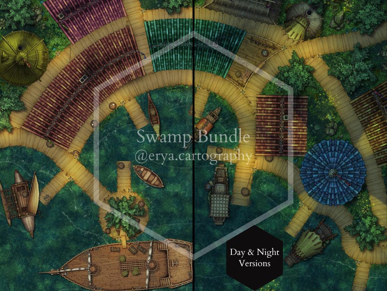 Swamp Adventure Bundle 4K, 5 Battle Maps, Day & Night, Dnd, Dungeons ...