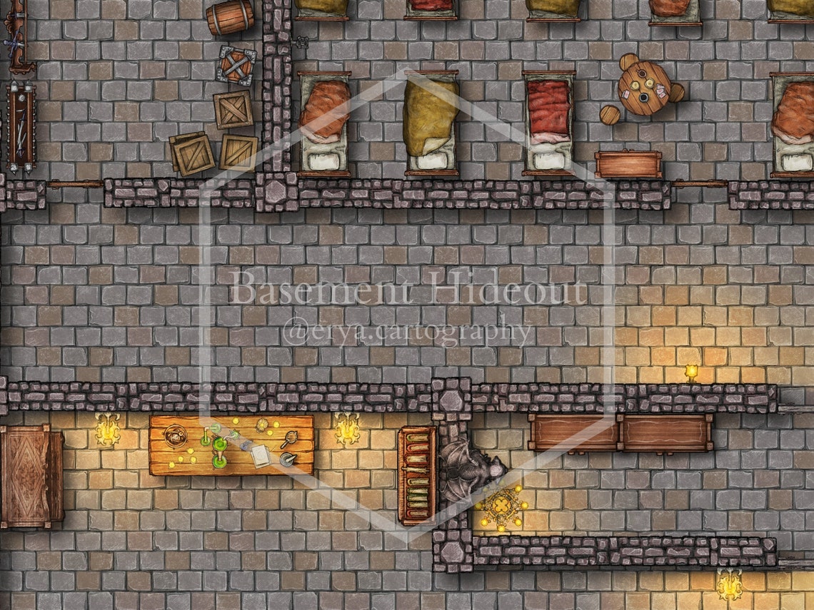 Basement Hideout Battle Map 4K 2K, Dnd Map, Dungeons and Dragons ...