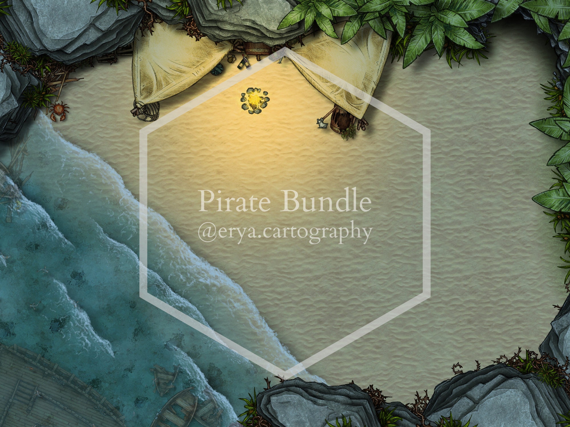 Piraten Map Bundle 4K, 5 Schlachtkarten, DnD Map, Dungeons and Dragons ...